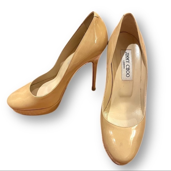 Jimmy Choo | Shoes | Jimmy Choo Beige Patent Leather Platform Stiletto ...